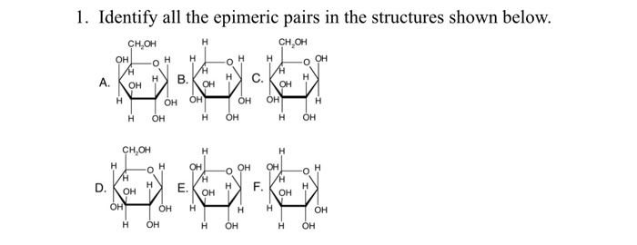 Solved 1. Identify all the epimeric pairs in the structures | Chegg.com