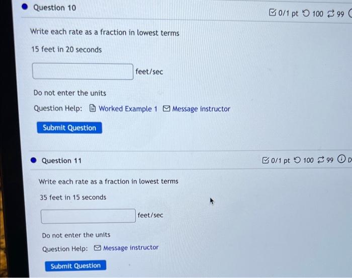 Solved Write each rate as a fraction in lowest terms 35 feet | Chegg.com
