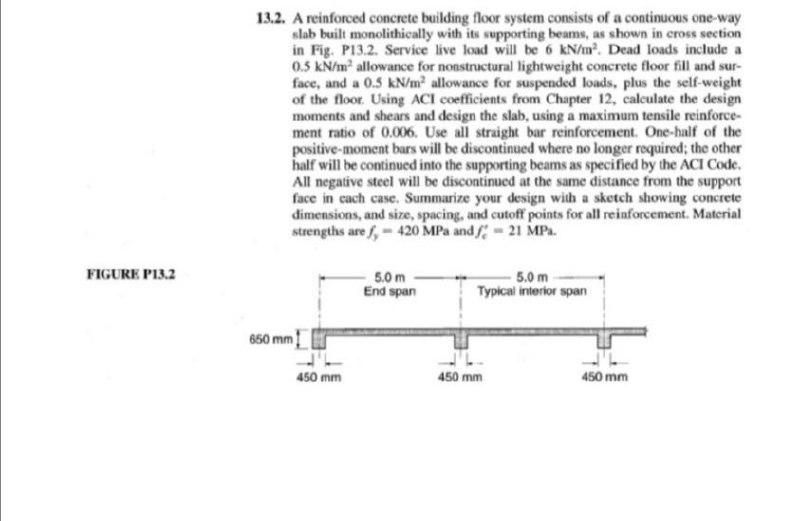Solved 13.2. A reinforced concrete building floor system | Chegg.com