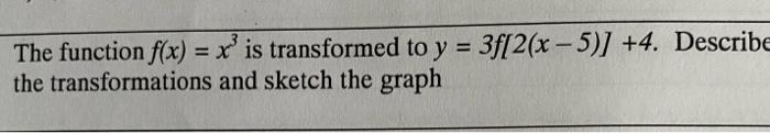 Solved The function f(x) = x' is transformed to y = 3f[2(x - | Chegg.com
