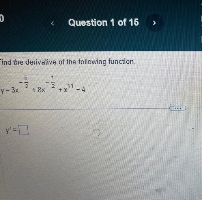 Solved ind the derivative of the following function. | Chegg.com