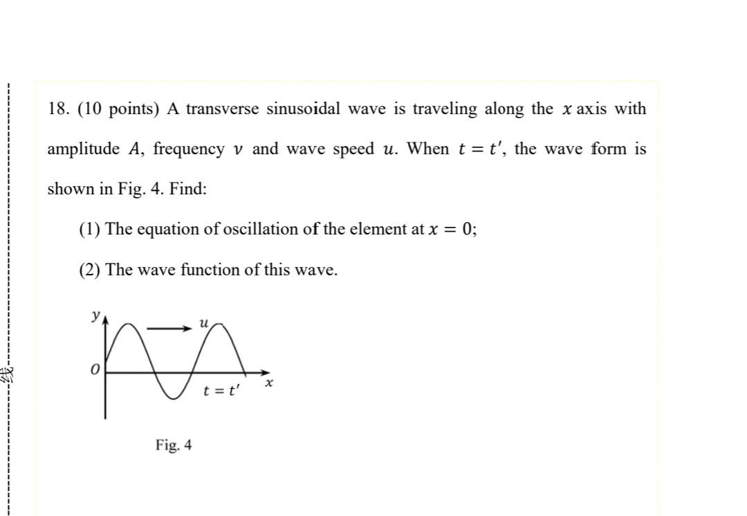 Solved 18. (10 points) A transverse sinusoidal wave is | Chegg.com