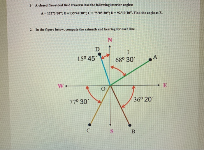 Solved 1- A closed five-sided field traverse has the | Chegg.com