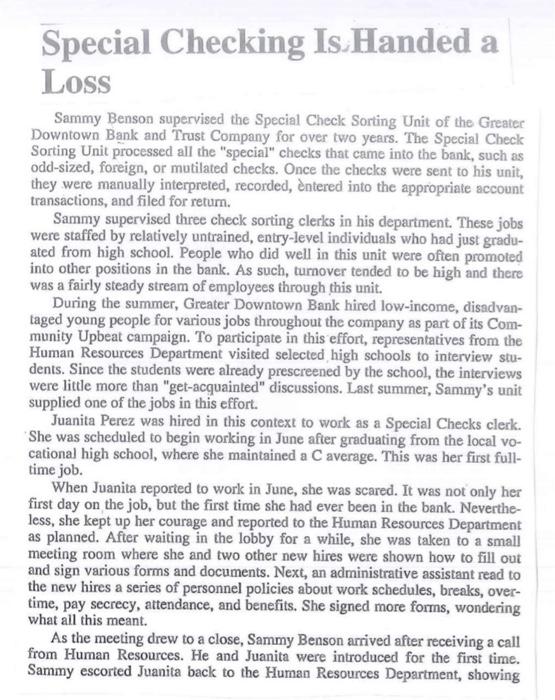 Solved Special Checking Is Handed a Loss Sammy Benson | Chegg.com