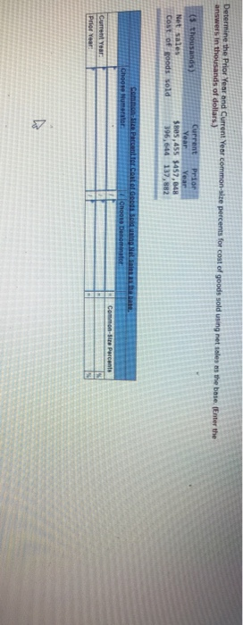 Solved Determine the prior Year and Current Year common-size | Chegg.com
