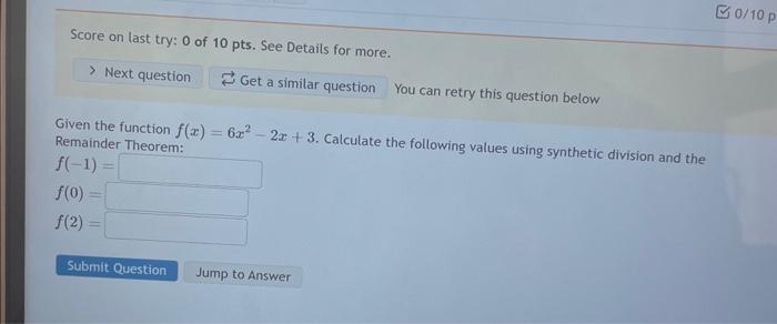 Solved Given the function f(x)=6x2−2x+3. Calculate the | Chegg.com