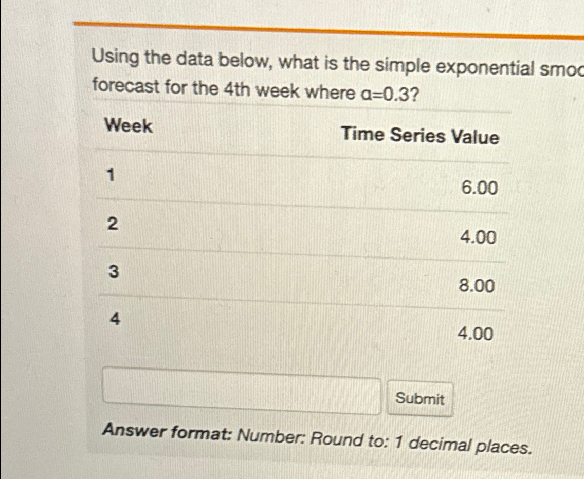 Solved Using the data below, what is the simple exponential | Chegg.com