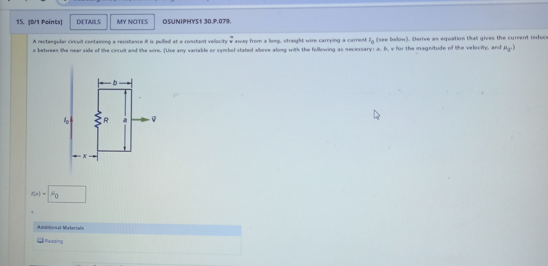 Solved Points] ﻿OSUNIPHYS1 30.P.079.A rectangular circuit | Chegg.com