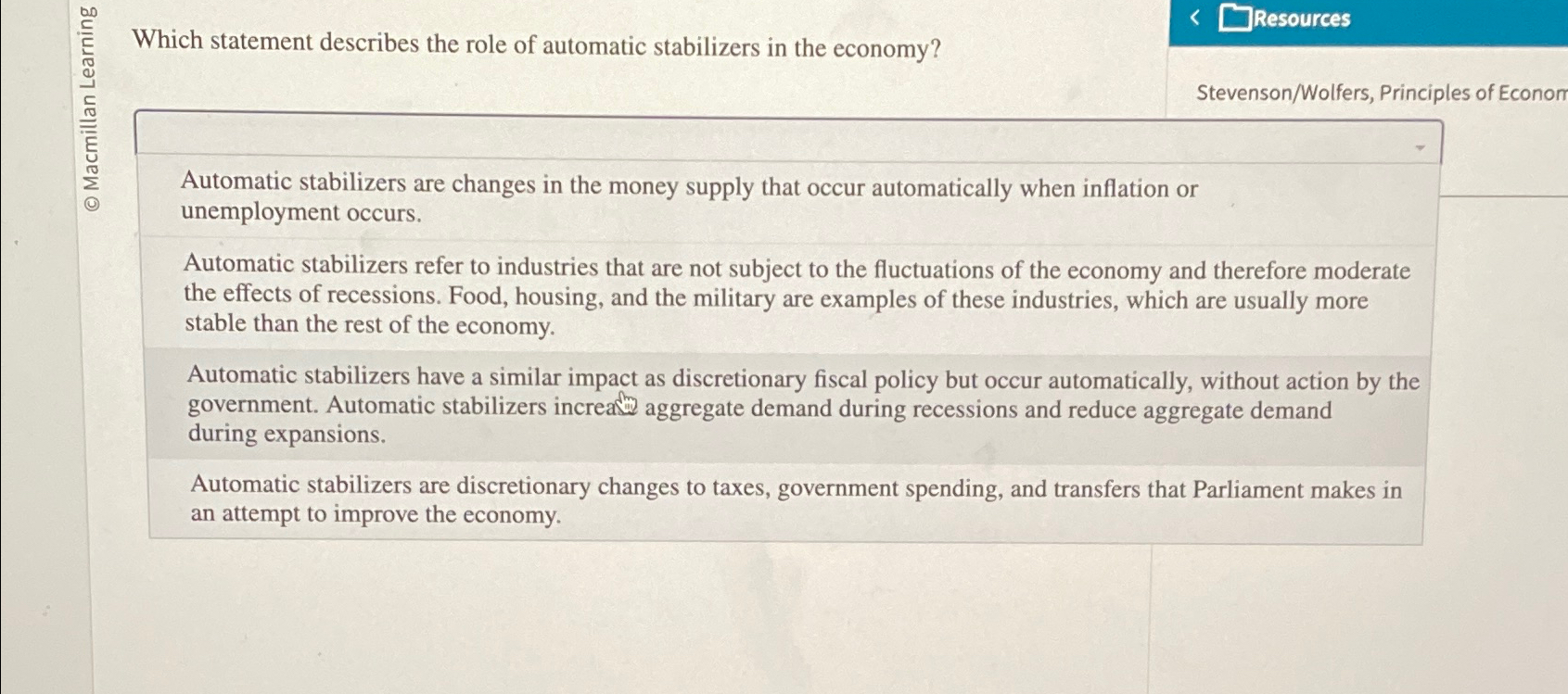 Solved Which statement describes the role of automatic | Chegg.com