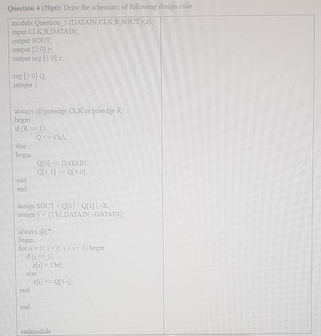 Question 4 (20pt): Draw the schematic of following | Chegg.com