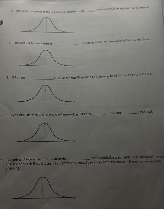 Solved 4. (10 points) in a eroupef 150 U.5. women, | Chegg.com