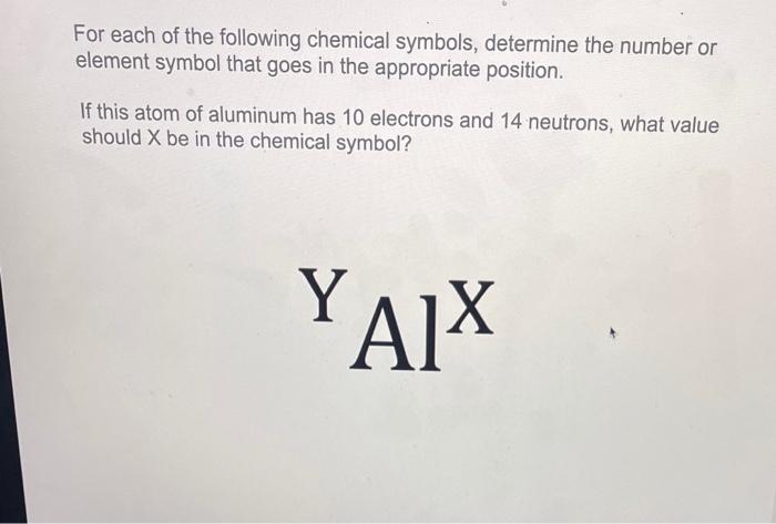 Solved For each of the following chemical symbols, determine | Chegg.com