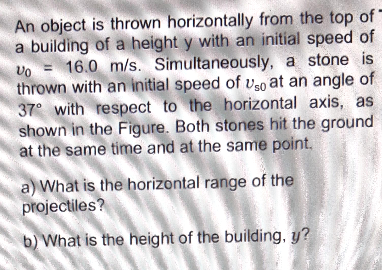 An object is thrown horizontally from the top of a | Chegg.com