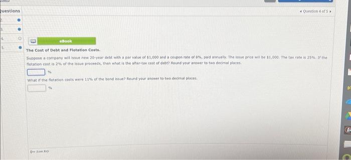 Solved The Cost of Debt and Flotation Costs. Suppose a | Chegg.com