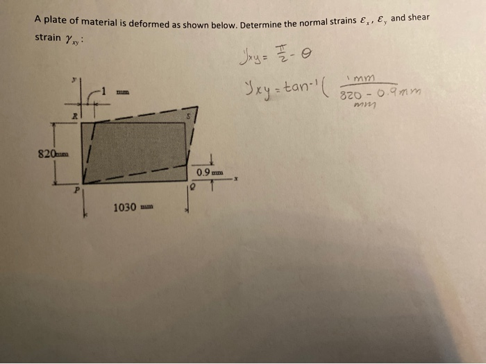 Solved A plate of material is deformed as shown below. | Chegg.com