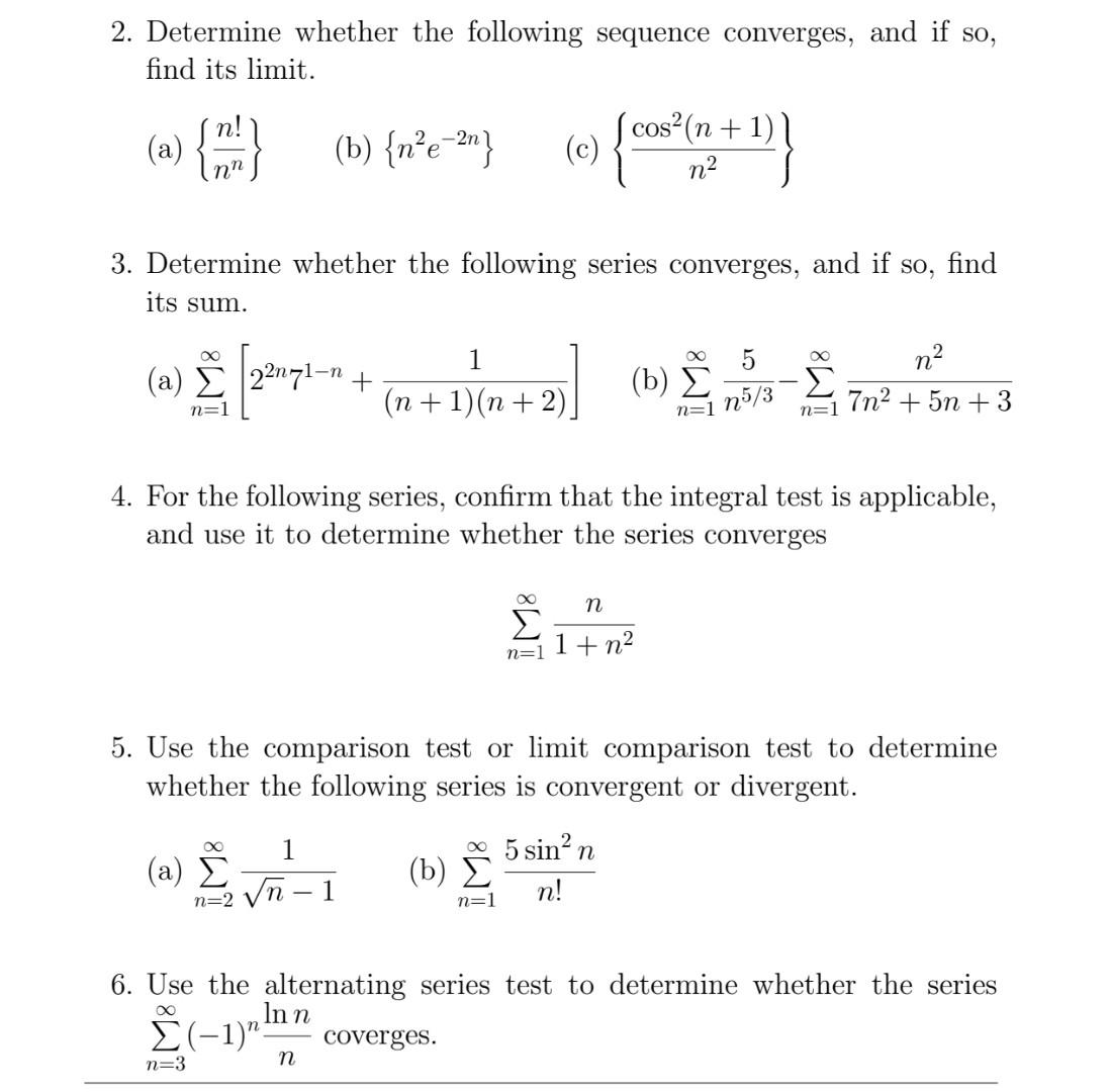Solved 2. Determine whether the following sequence | Chegg.com