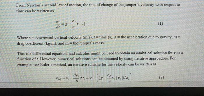 Solved Write A Matlab Script That Can Calculate Velocities 6195