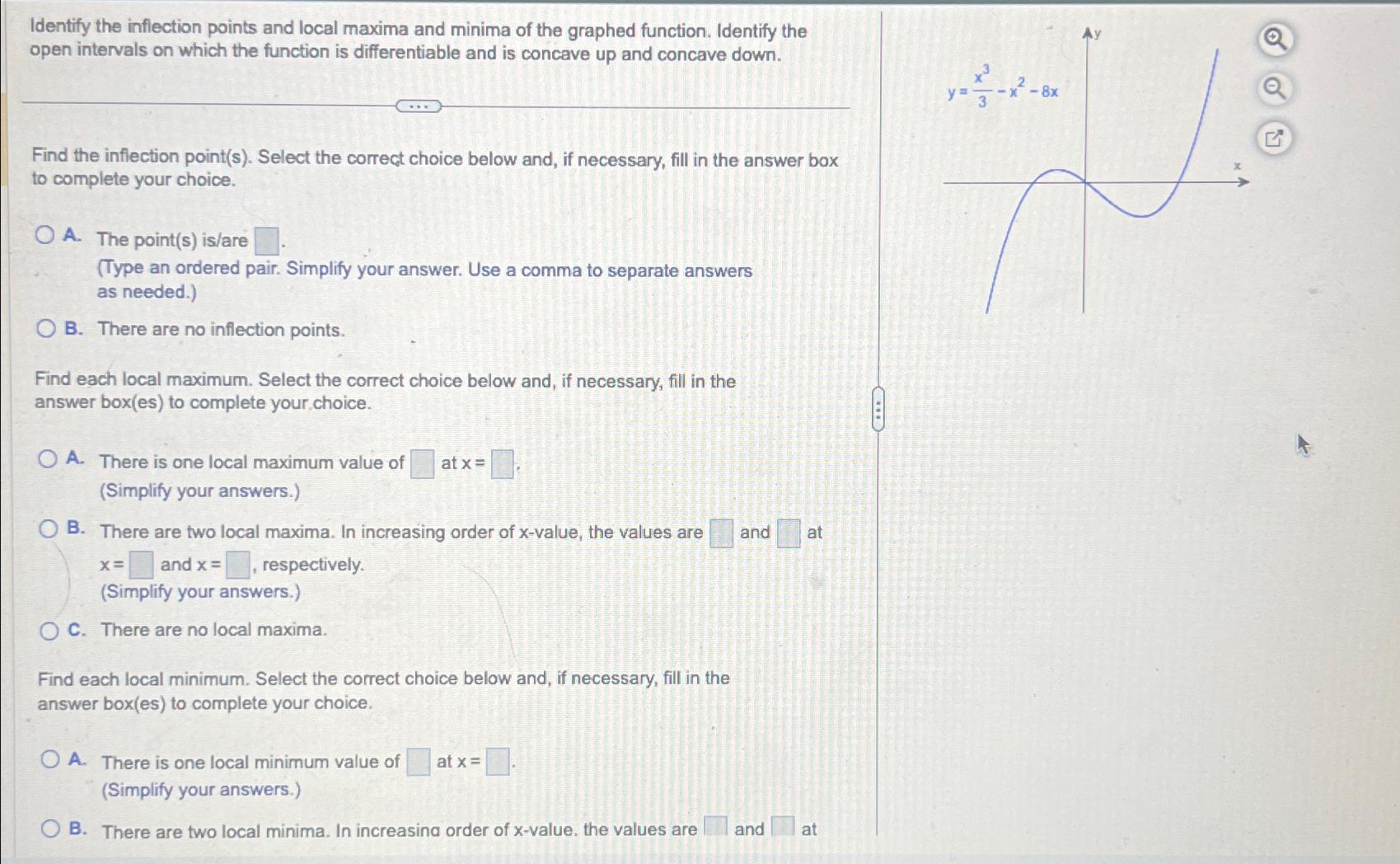 Solved Identify the inflection points and local maxima and | Chegg.com