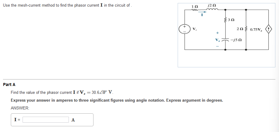 Solved Part AFind the value of ﻿the phasor current I | Chegg.com
