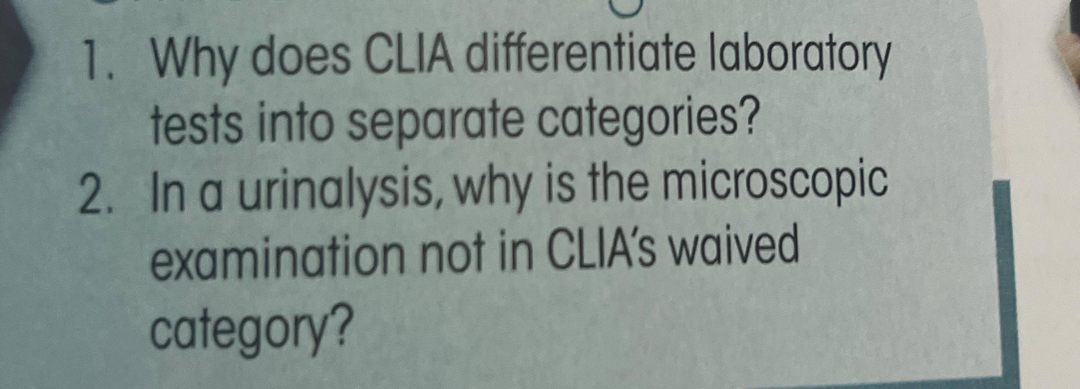 Solved Why does CLIA differentiate laboratory tests into | Chegg.com
