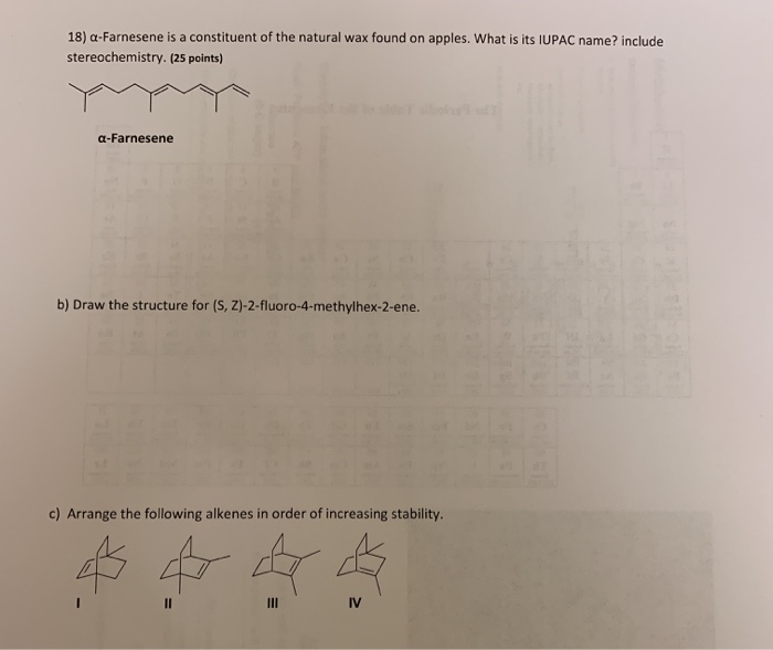 Solved 18) a-Farnesene is a constituent of the natural wax | Chegg.com