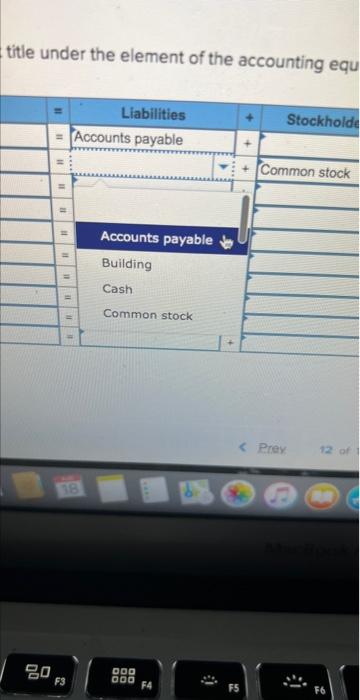 Solved The following account titles were drawn from Food | Chegg.com