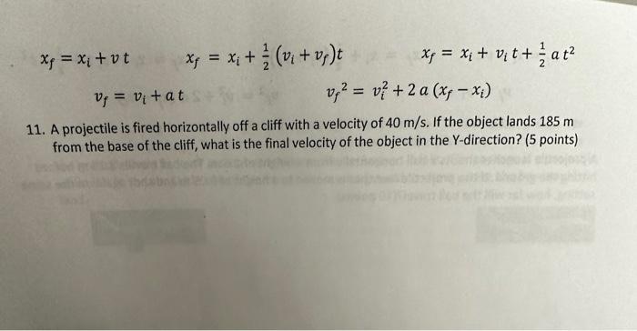 Solved For questions 5-8 there are 5 different projectiles. | Chegg.com