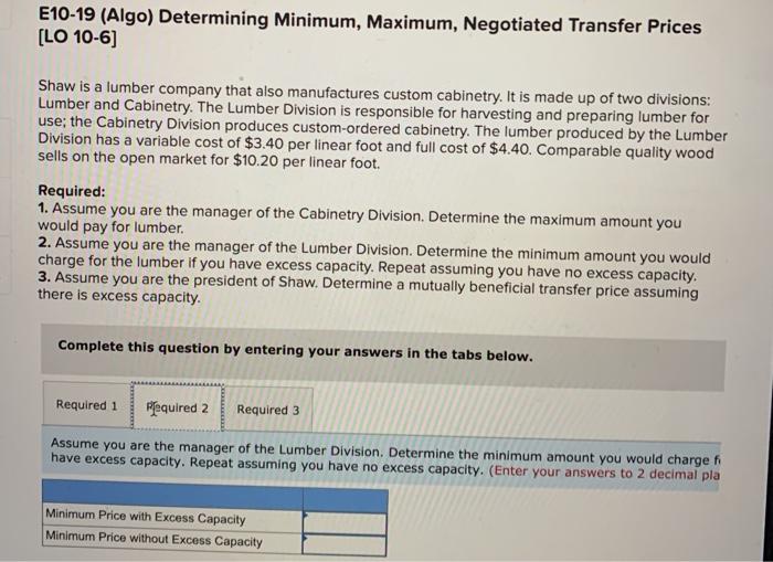 Solved E10-19 (Algo) Determining Minimum, Maximum, | Chegg.com