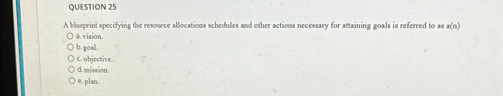 Solved QUESTION 25A blueprint specifying the resource | Chegg.com
