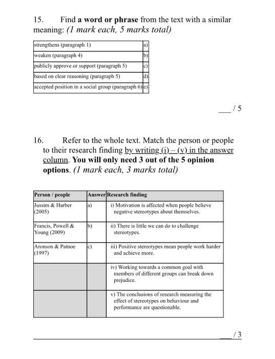 15. Find a word or phrase from the text with a | Chegg.com