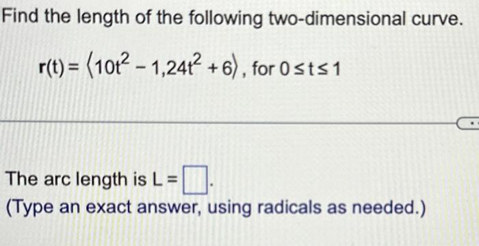 Solved Find the length of the following two-dimensional | Chegg.com
