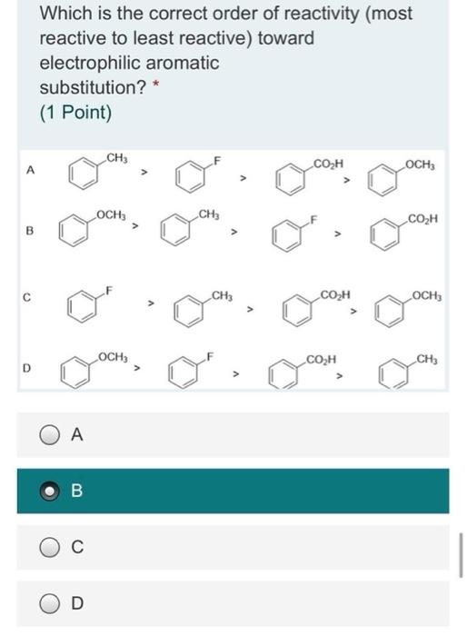 Solved Which sequence correctly ranks the following aromatic | Chegg.com