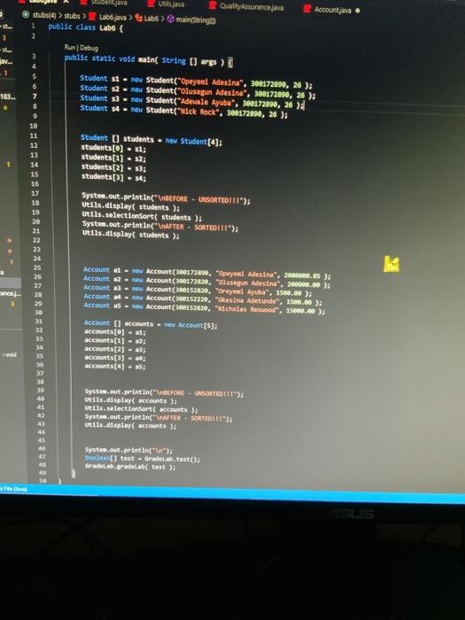 Solved code for student.java (first photo) code is in | Chegg.com