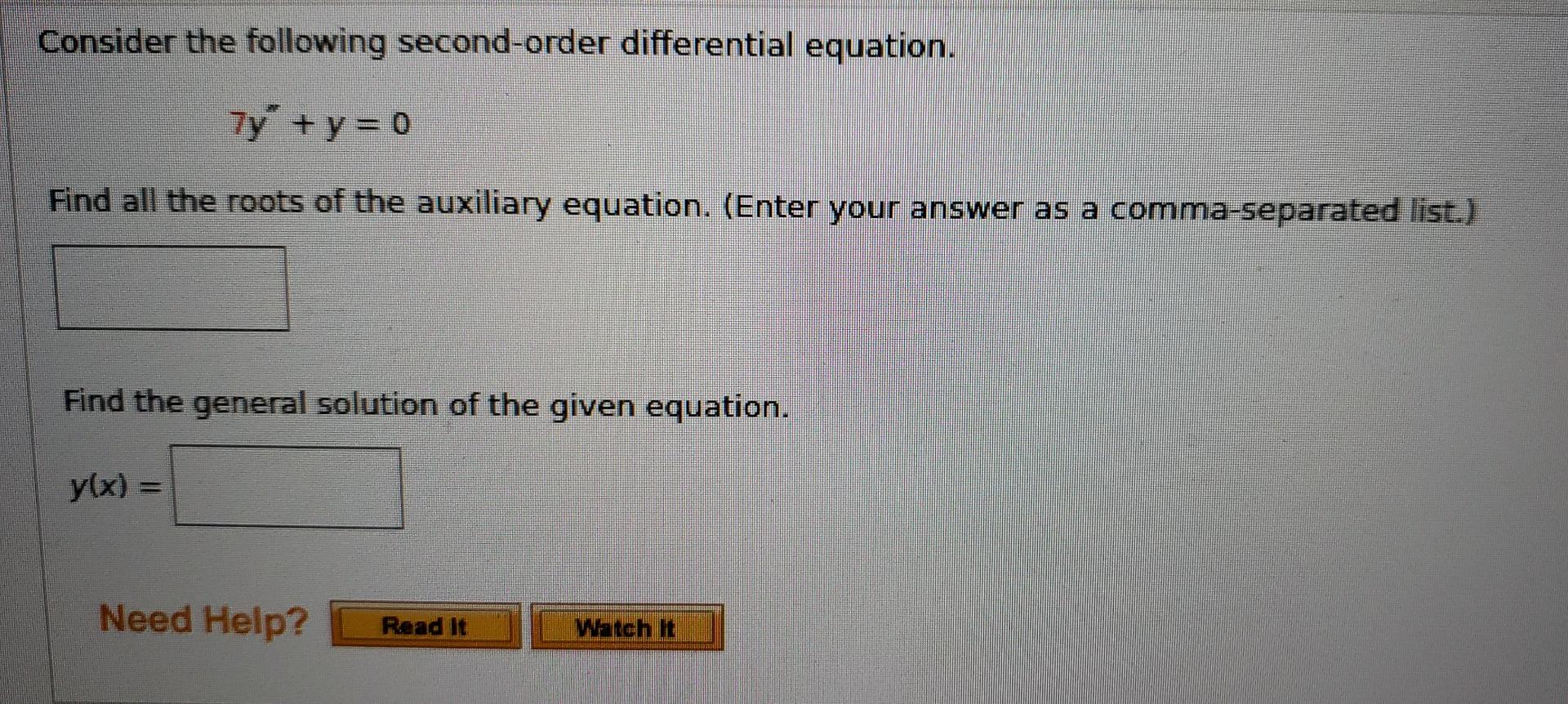 Solved Consider the following second-order differential | Chegg.com