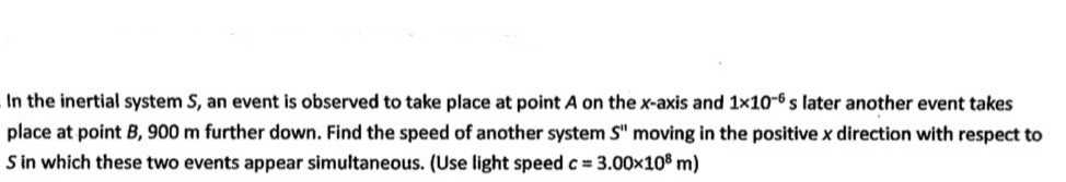 Solved In the inertial system S, ﻿an event is observed to | Chegg.com