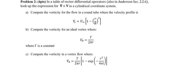 Solved Problem 2: (4pts) In a table of vector differential | Chegg.com