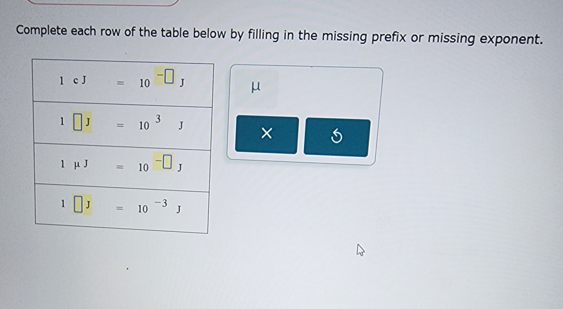 Solved Complete each row of the table below by filling in | Chegg.com