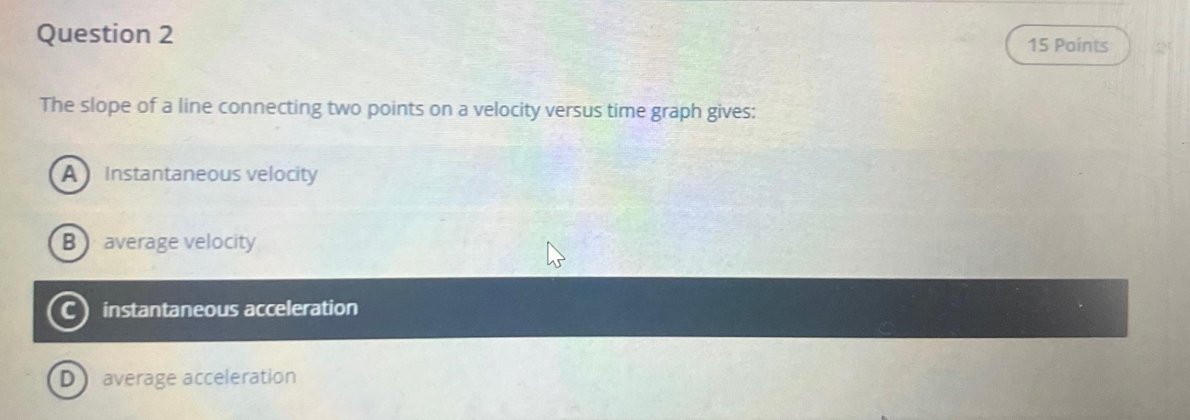 Solved Question 2The slope of a line connecting two points | Chegg.com