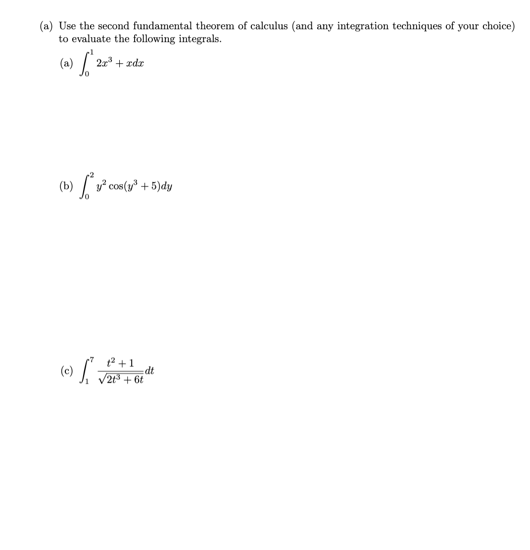 Solved (a) ﻿Use the second fundamental theorem of calculus | Chegg.com