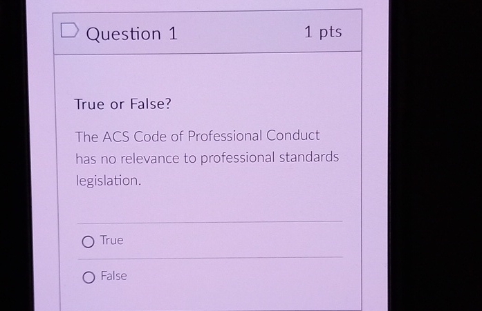 Solved Question 11 ﻿ptsTrue or False?The ACS Code of | Chegg.com