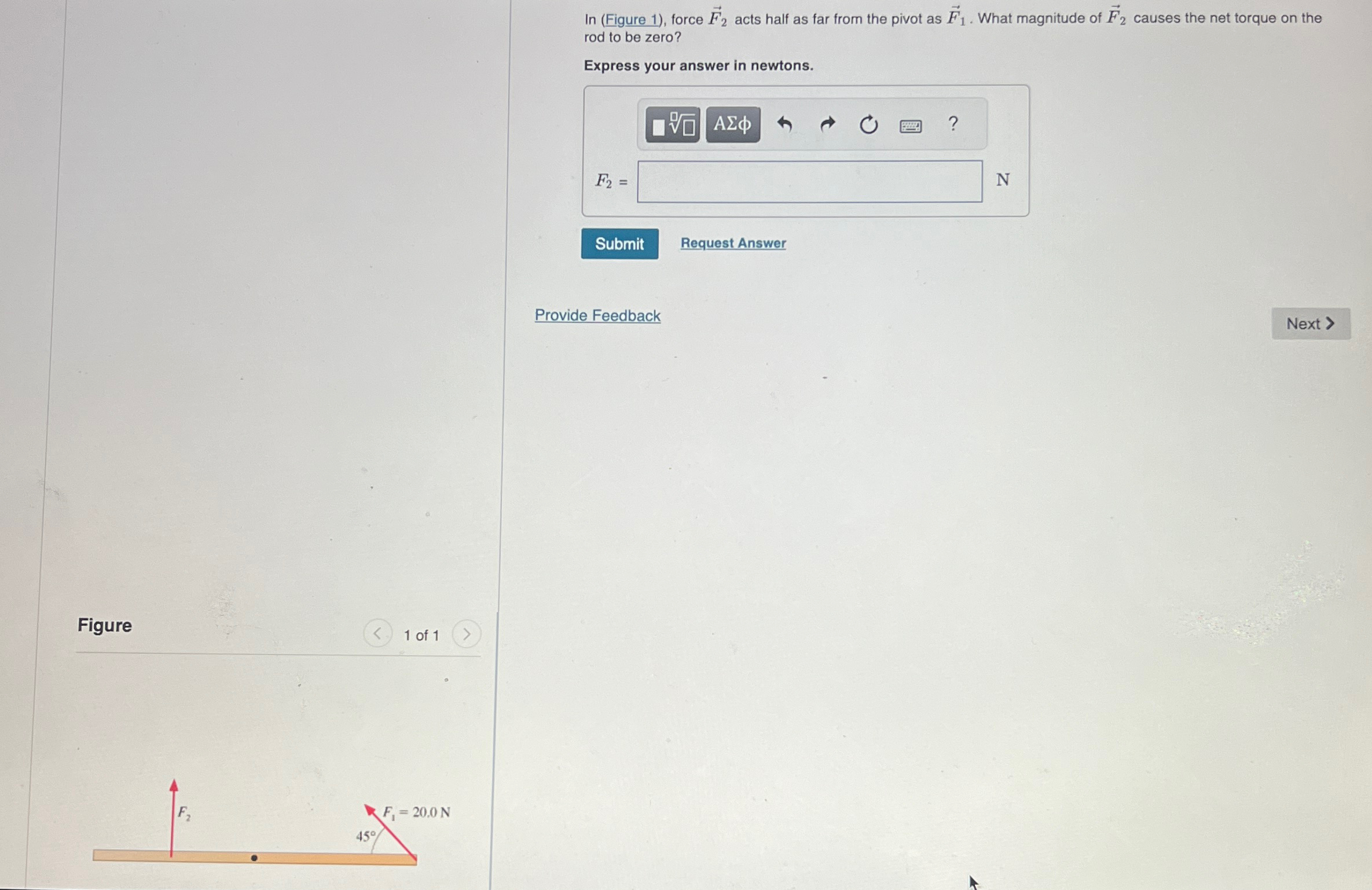 Solved In (Figure 1), ﻿force vec(F)2 ﻿acts half as far from | Chegg.com