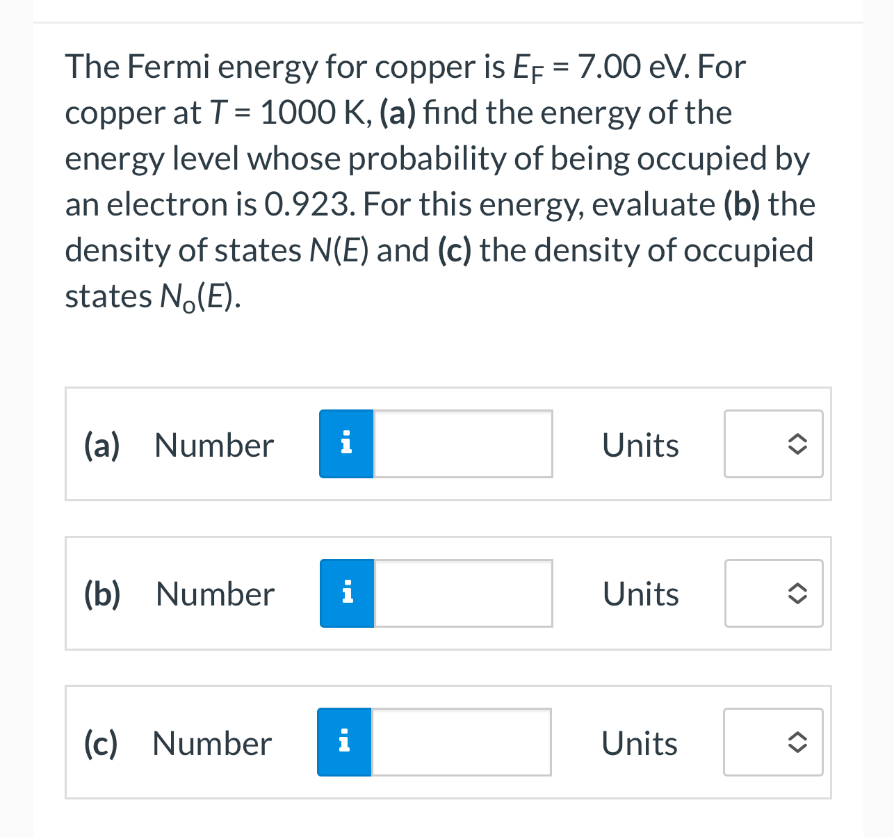 Solved The Fermi energy for copper is EF=7.00eV. ﻿For copper | Chegg.com