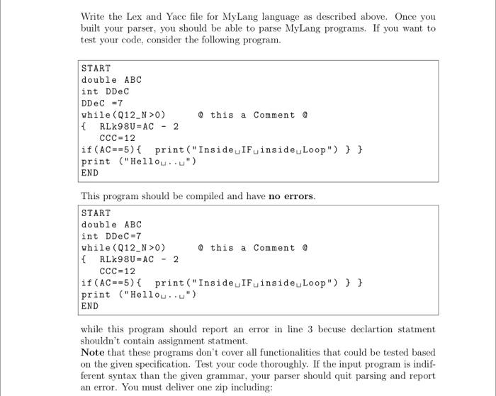 Solved For this phase, you will use Lex tool for writing the | Chegg.com
