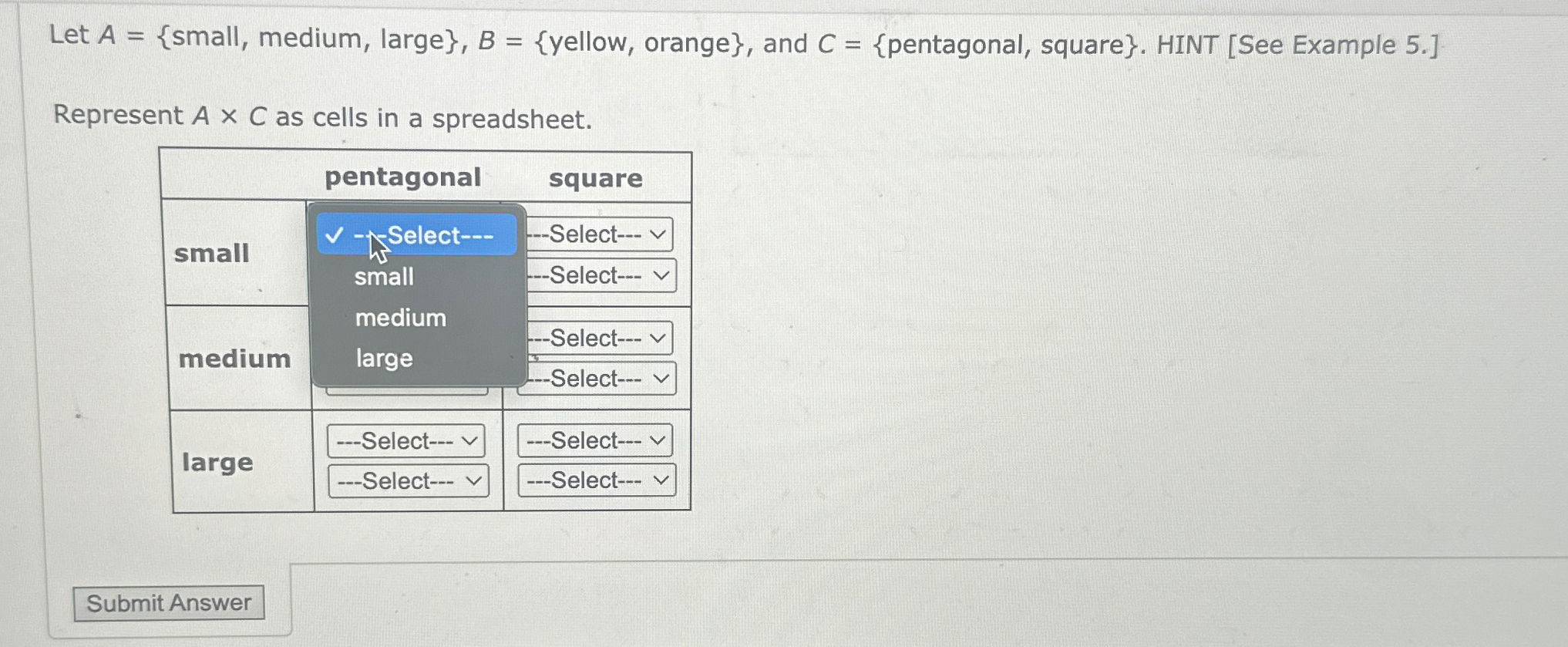 Solved Let small, medium, large | Chegg.com