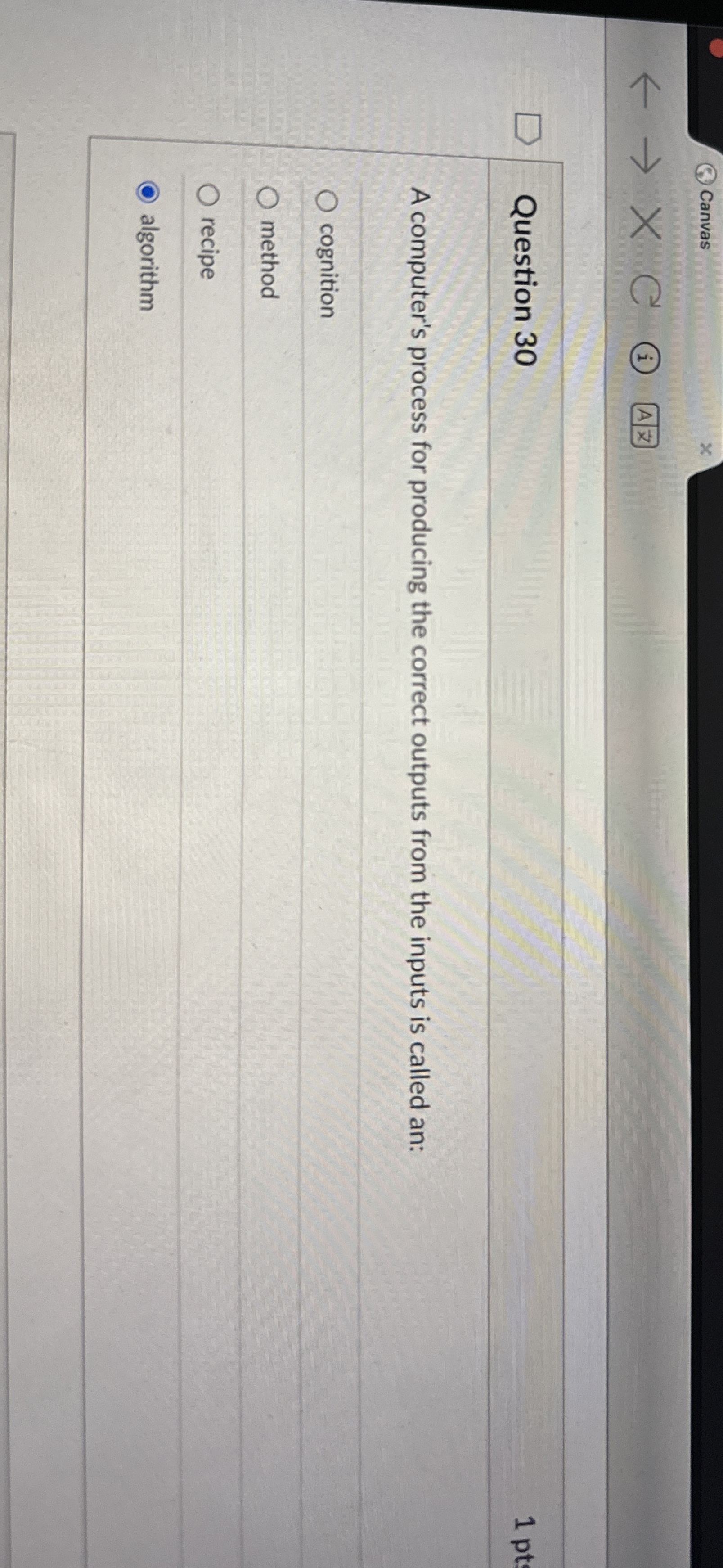 Solved Question 30A computer's process for producing the | Chegg.com