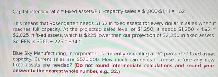 Solved Capital intensity ratio = Fixed assets/Full-capacity | Chegg.com