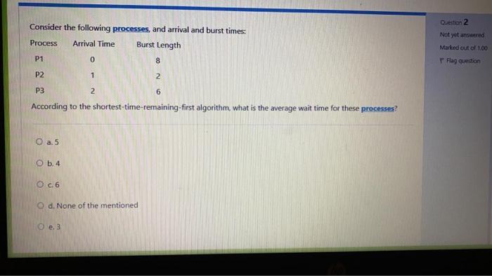 Solved Question 2 Consider the following processes, and | Chegg.com