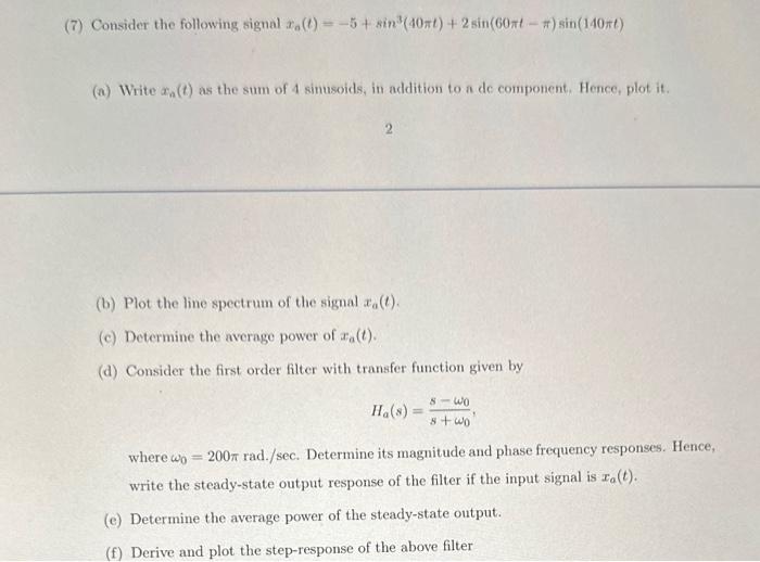 Solved Consider the following signal | Chegg.com