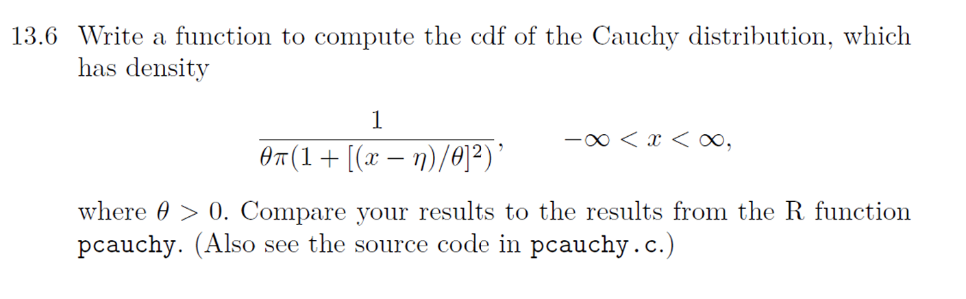 Solved 13.6 ﻿Write a function to ﻿compute the cdf of ﻿the | Chegg.com