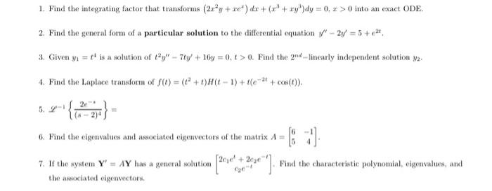 Solved 1. Find the integrating factor that transforms | Chegg.com